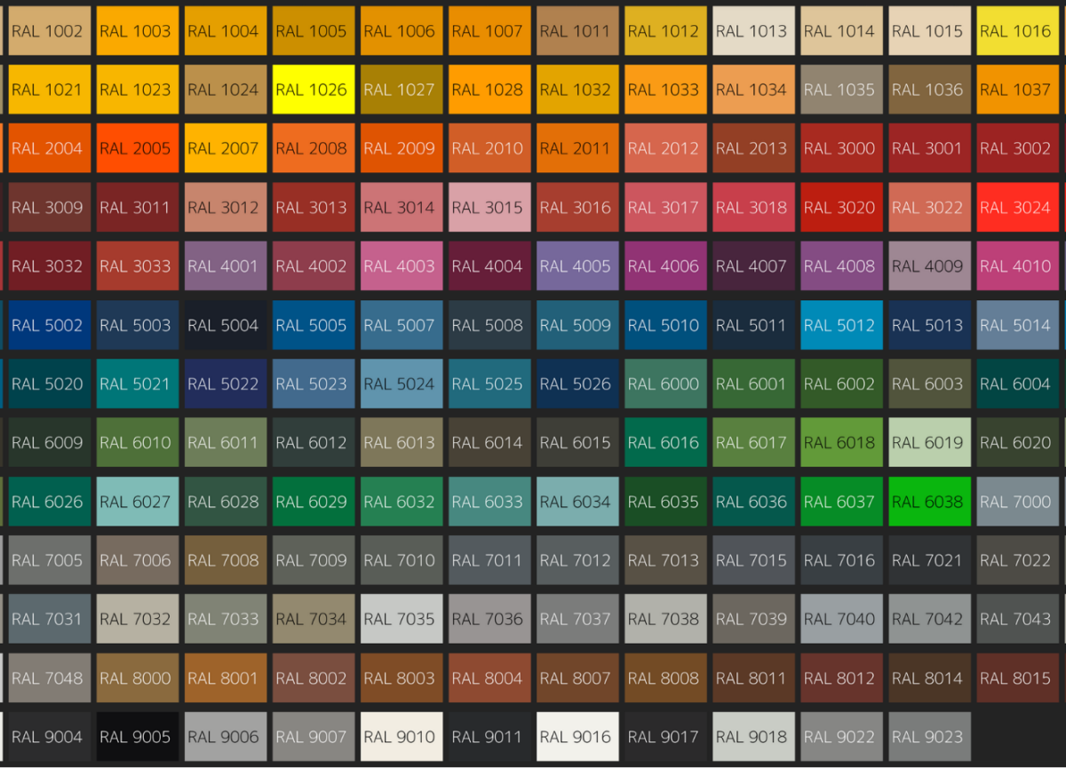 Wide range of colours – JRB powder coating and shot blasting